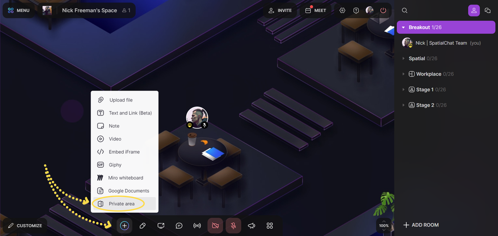 How to use Private areas | SpatialChat Help Center